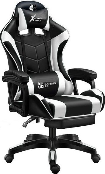 Recenze Herní křeslo s masáží a podnožkou Games Wolf FG02 černé/bílé ...