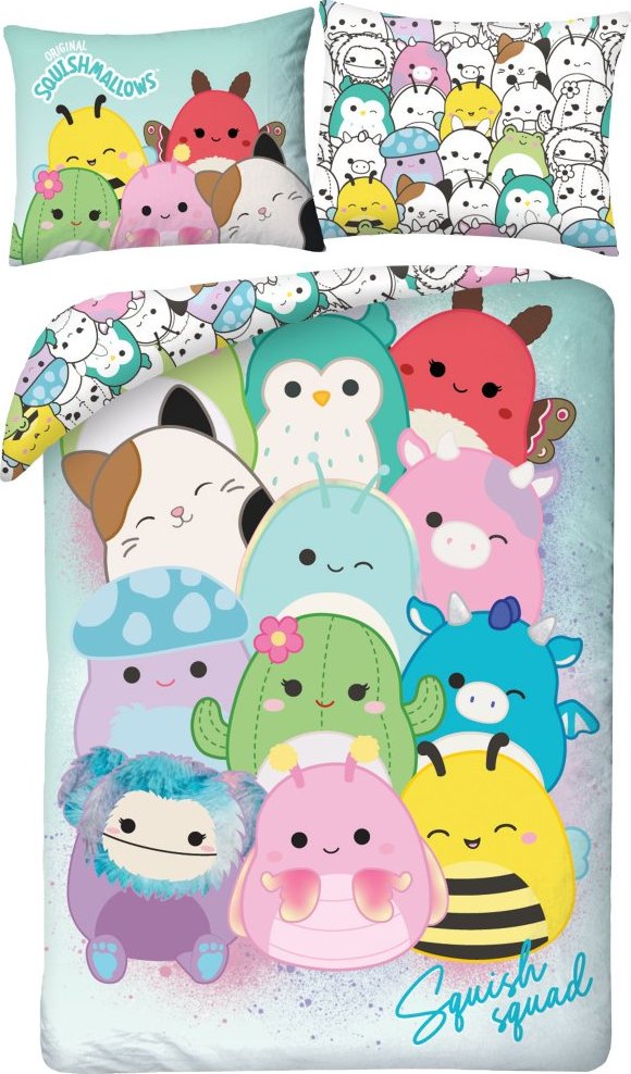 Halantex Squishmallows Squish Squad 140 x 200, 70 x 90 cm zipový uzávěr ...