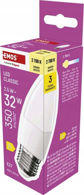 EMOS LED Classic E27 2,5W 230V 350 lm 2700K od 26 Kč - Zbozi.cz