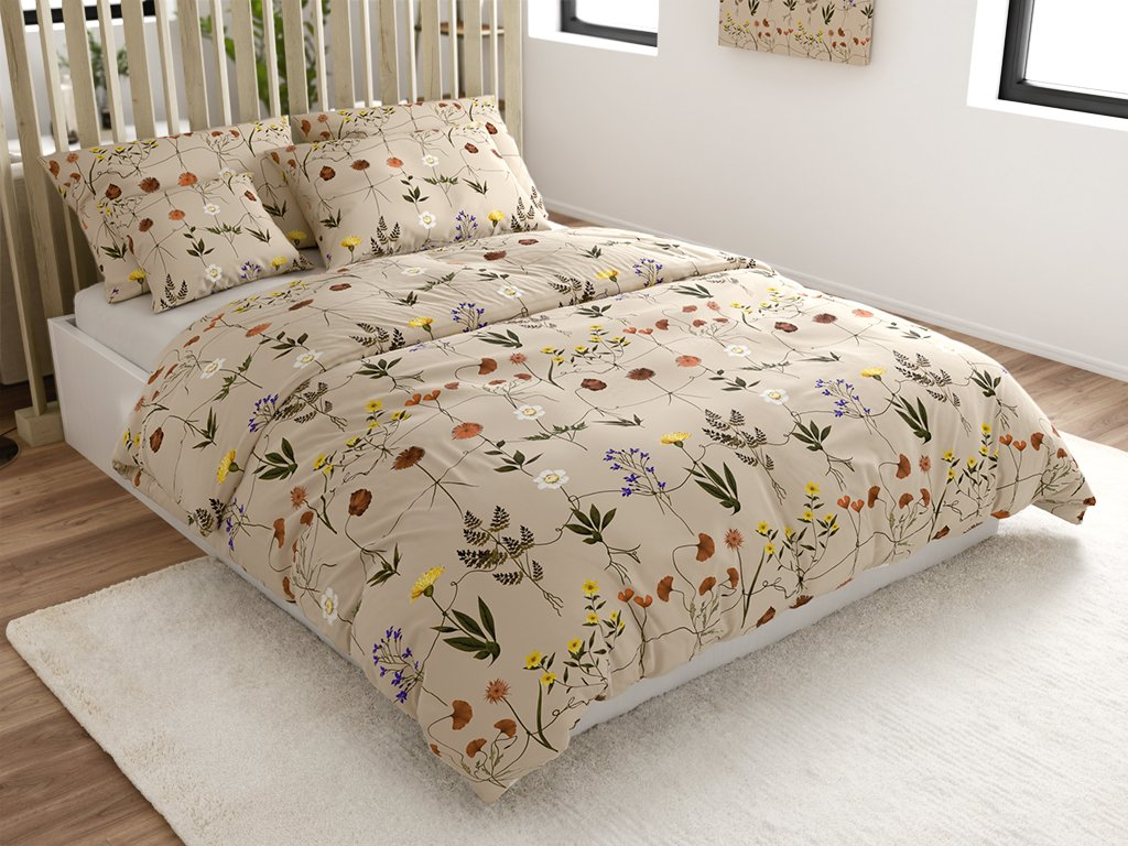 Textilomanie Herbar Blend krep béžové 140 x 200, 70 x 90 cm zipový ...