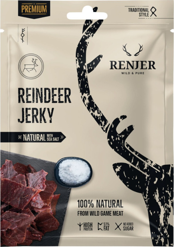 Renjer Traditional Nordic Reindeer Jerky Sea Salt 25 g od 138 Kč - Zbozi.cz