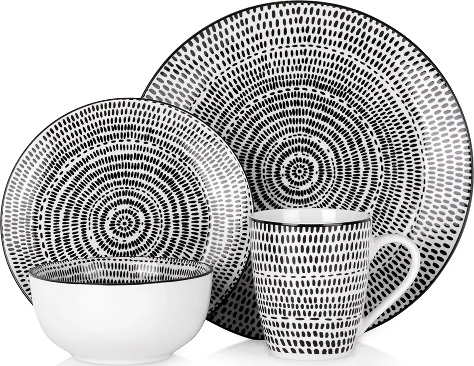 Siaki Jídelní sada porcelánová 16 ks geometrický motiv od 995 Kč - Zbozi.cz