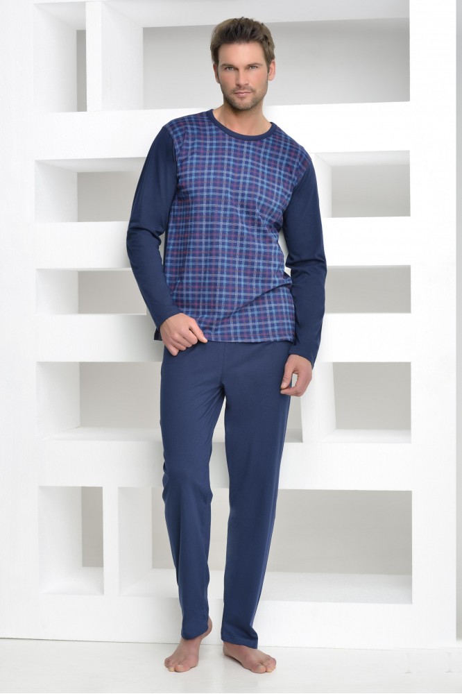 Pánské pyžamo Taro Roman káro modré - Zbozi.cz